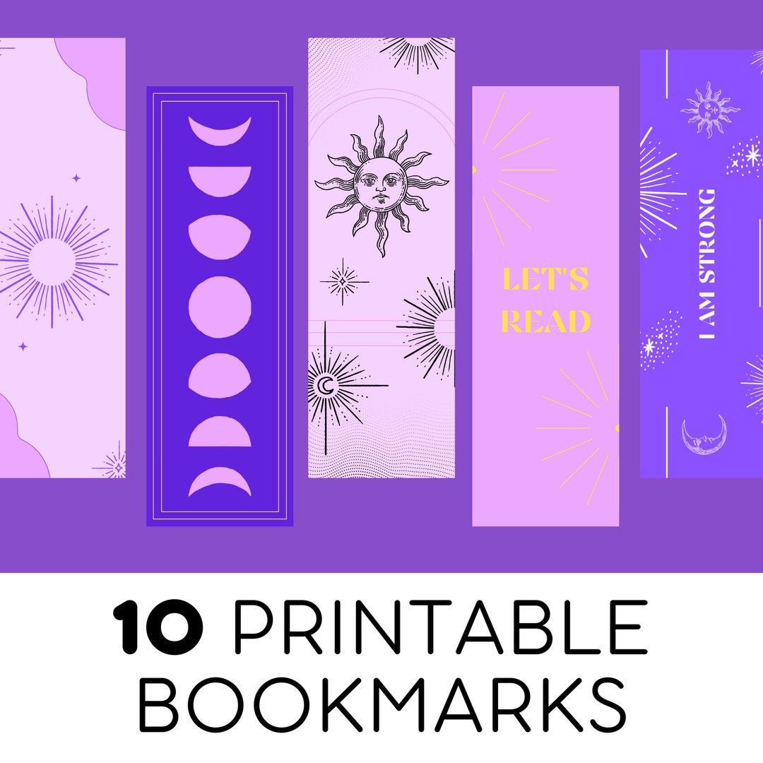 10 Mystical Printable Bookmarks, Digital Download PNG and PDF Printable ...