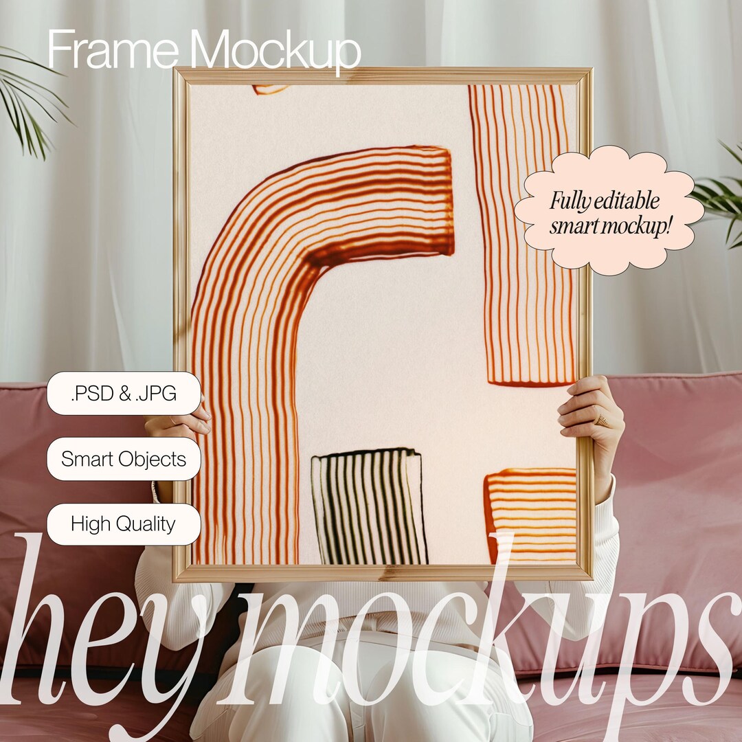 Person Holding Frame, Frame Mockup, Person on Couch, Minimalist Wall ...