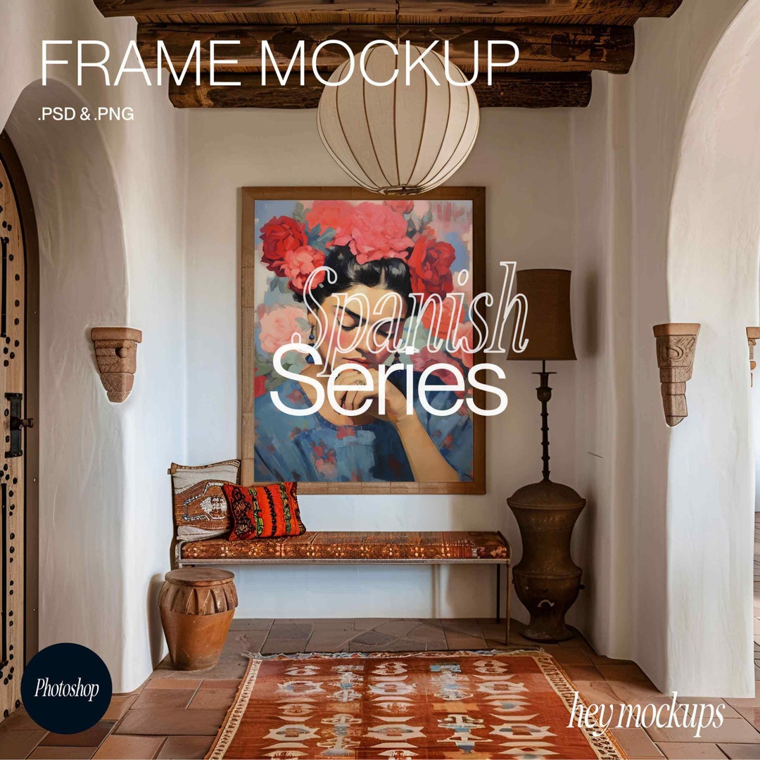 Rustic Entryway Frame Mockup, Spanish Colonial Interior, for Canva and ...