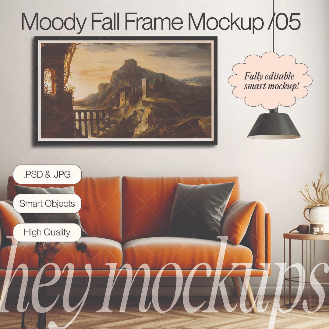 Dark Interior Frame Mockup Dark Academia Halloween Frame - Etsy