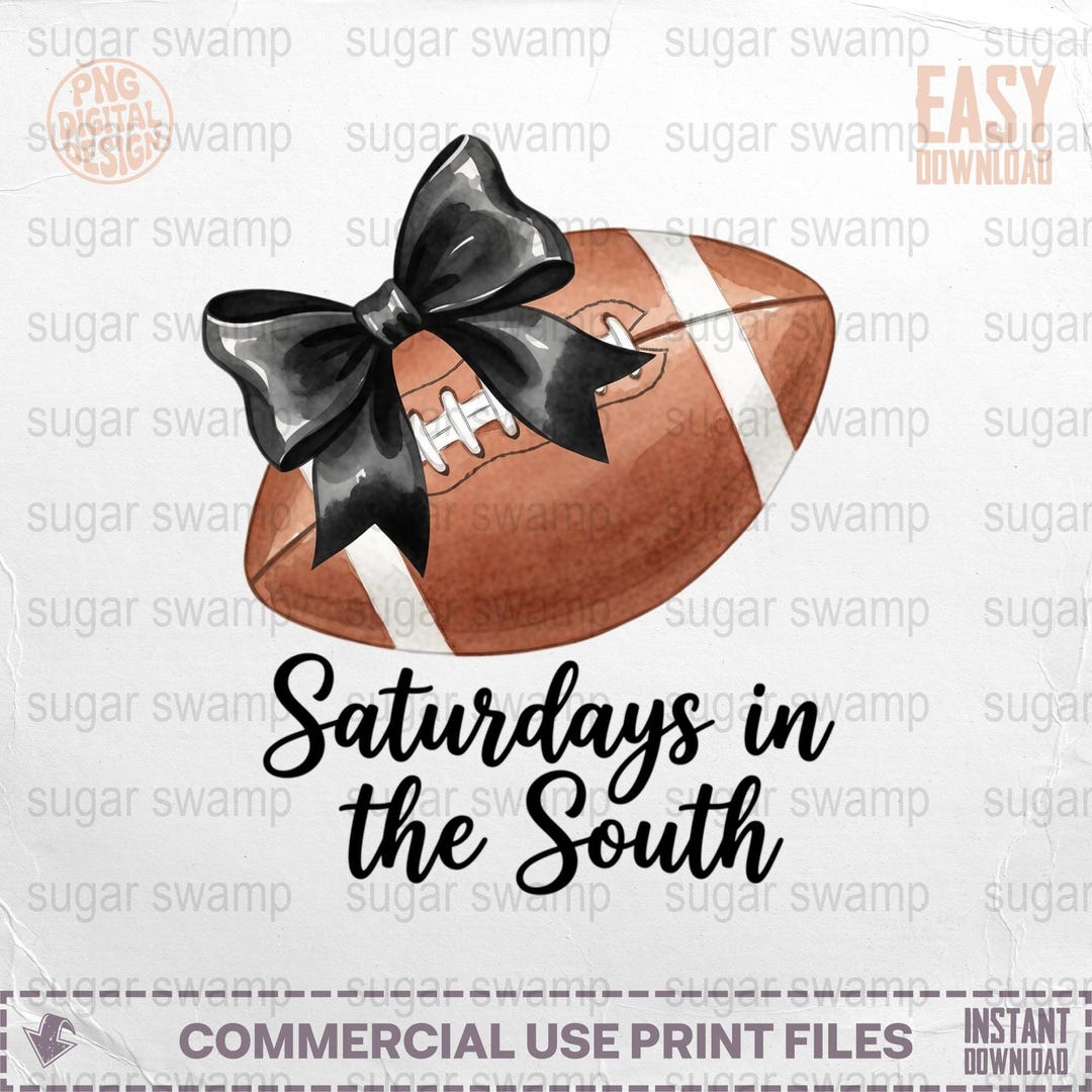 Saturdays in the South PNG, Football With Bow, Southern Pride, Digital ...