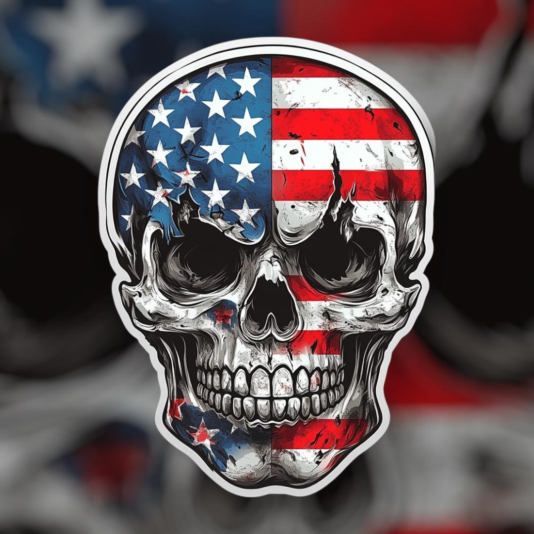 American Flag Skull Sticker - Patriotic and Edgy Design - Etsy
