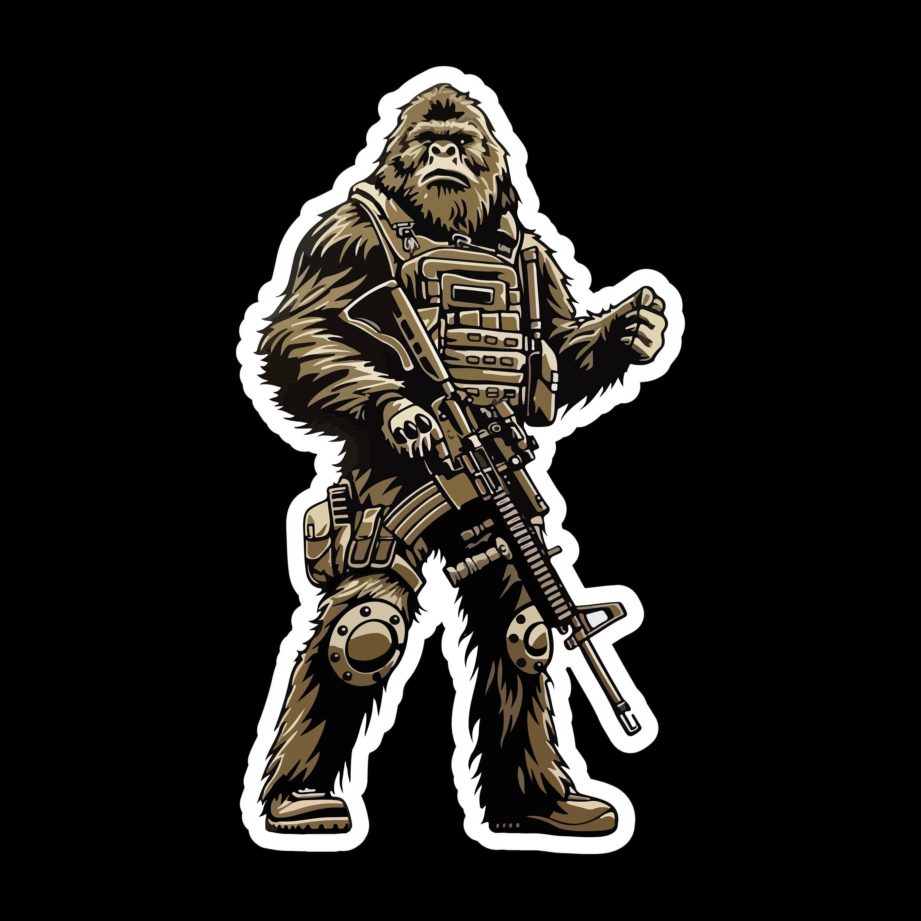 Tactical Bigfoot Warrior Sticker - Mythical Commando Decal - Etsy