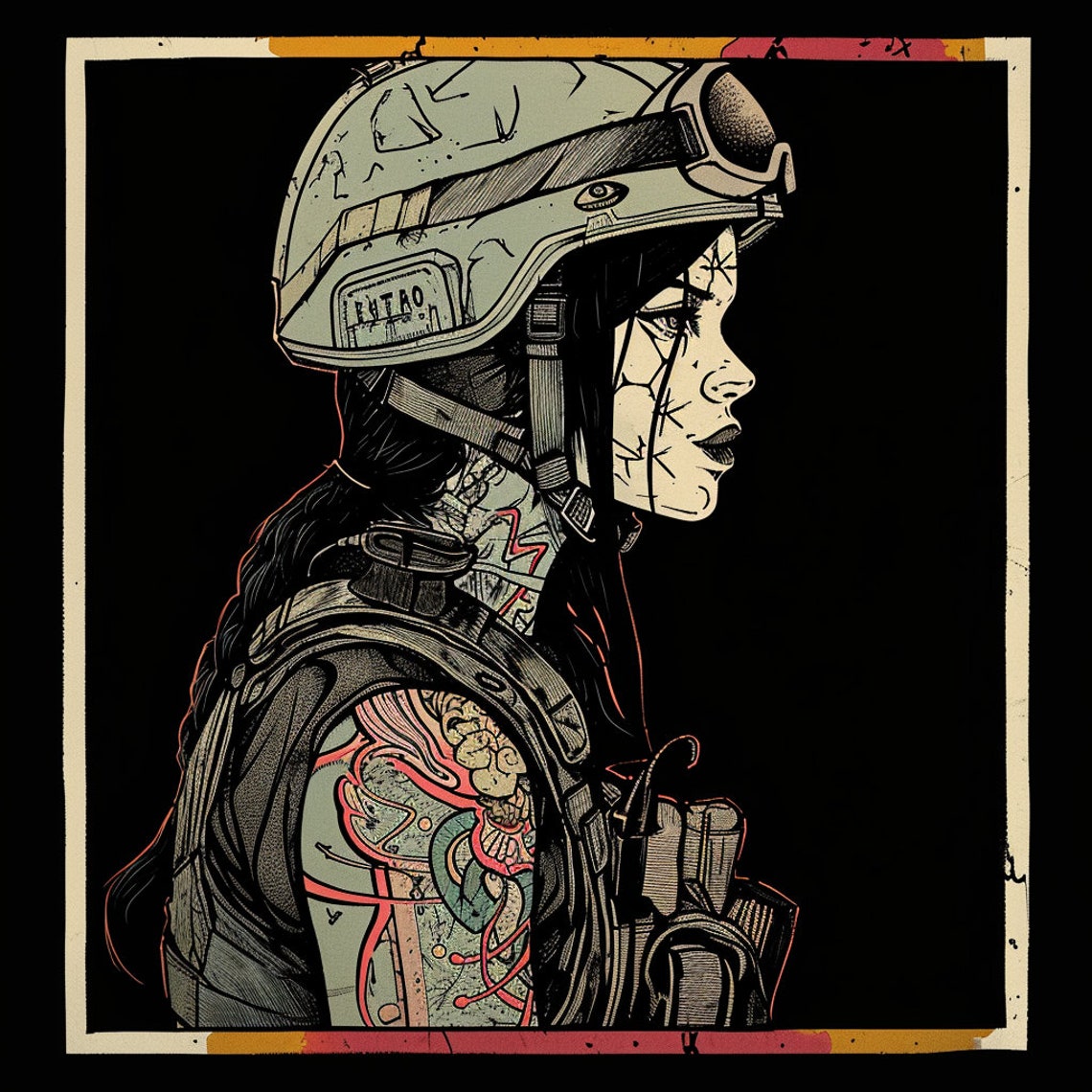 Empowered Defender: Tactical Gear Female Soldier - Bold Military Decal ...