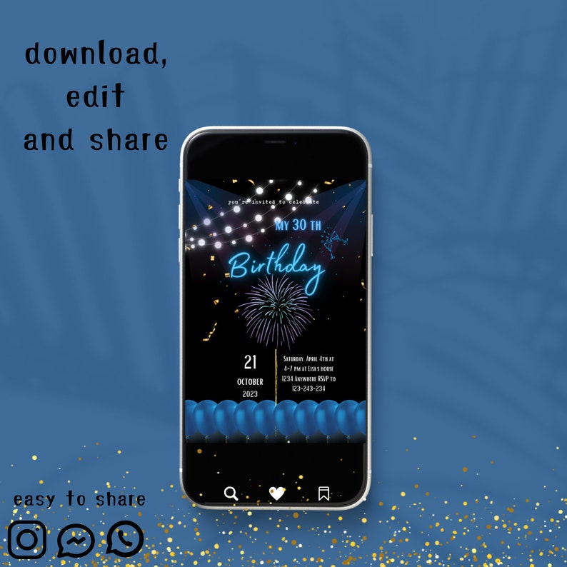 Editable Birthday Party Invitation Template, Printable Birthday Party ...