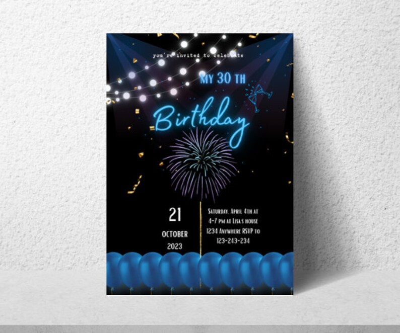Editable Birthday Party Invitation Template, Printable Birthday Party ...