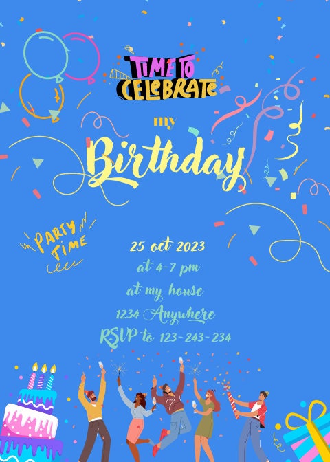 Editable Birthday Party Invitation Template Printable - Etsy