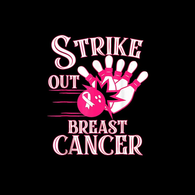 Breast Cancer Awareness Bowling Strike Out Pink Ribbon Digital PNG - Etsy