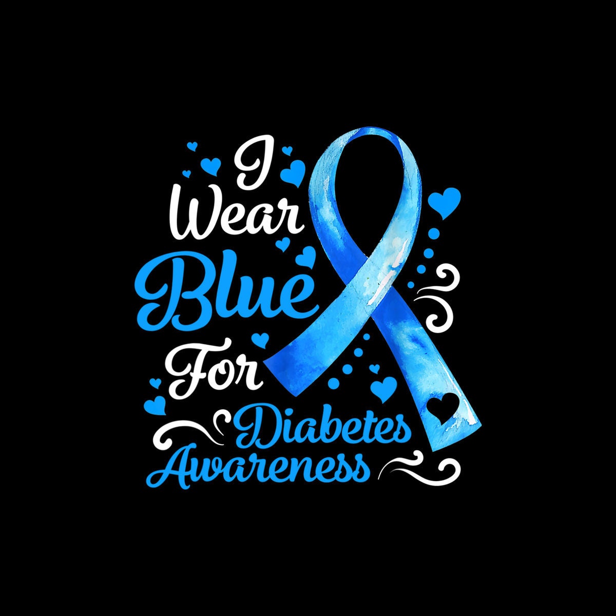 In November We Wear Blue Ribbon Diabetes Awareness Month Digital PNG - Etsy