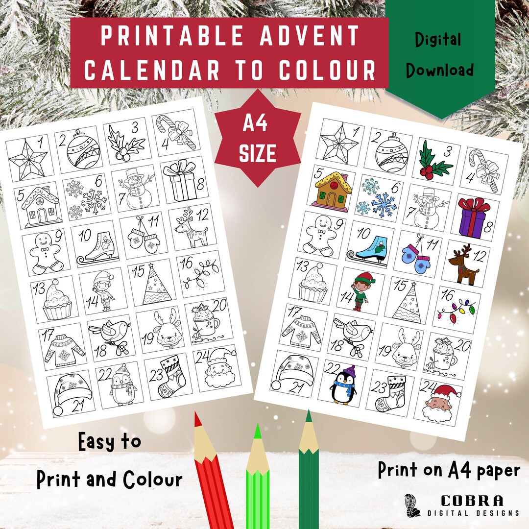 Printable Christmas Colouring Advent Calendar - Creative Countdown Fun ...