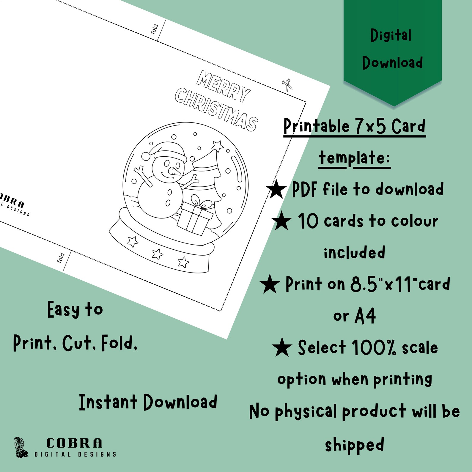 Printable Christmas Colouring Cards Fun Family Activity Pack of 10 ...