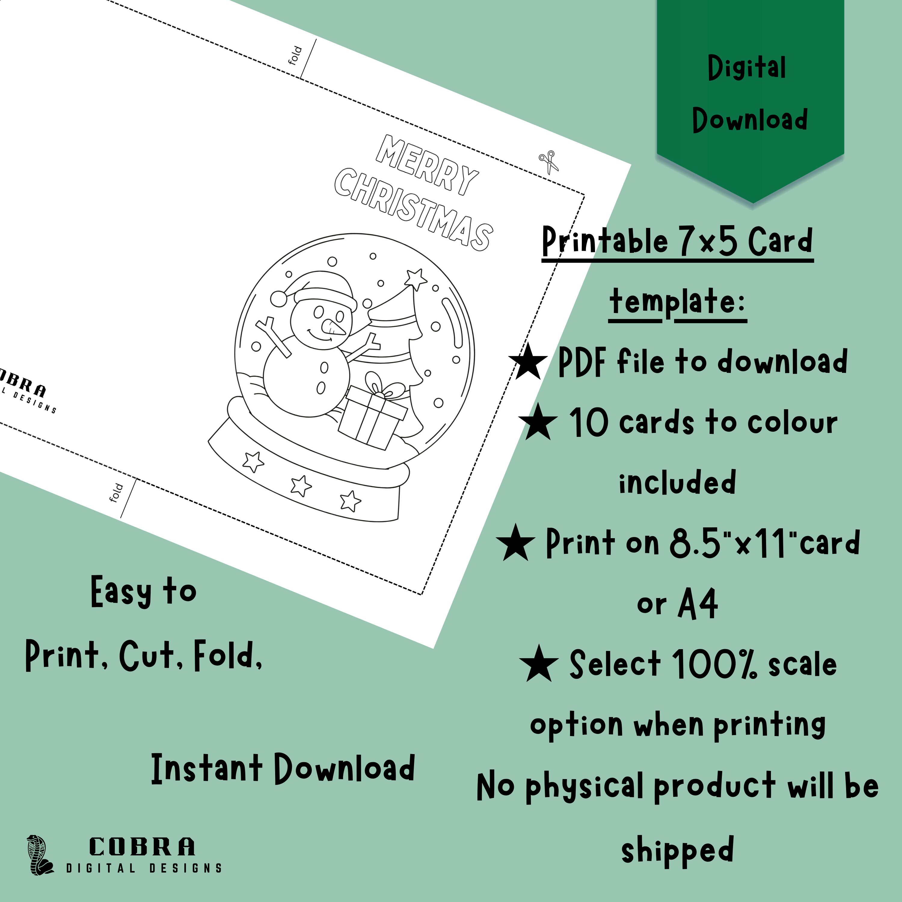 Printable Christmas Colouring Cards Fun Family Activity Pack of 10 ...