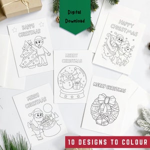 Printable Christmas Colouring Cards Fun Family Activity Pack of 10 ...