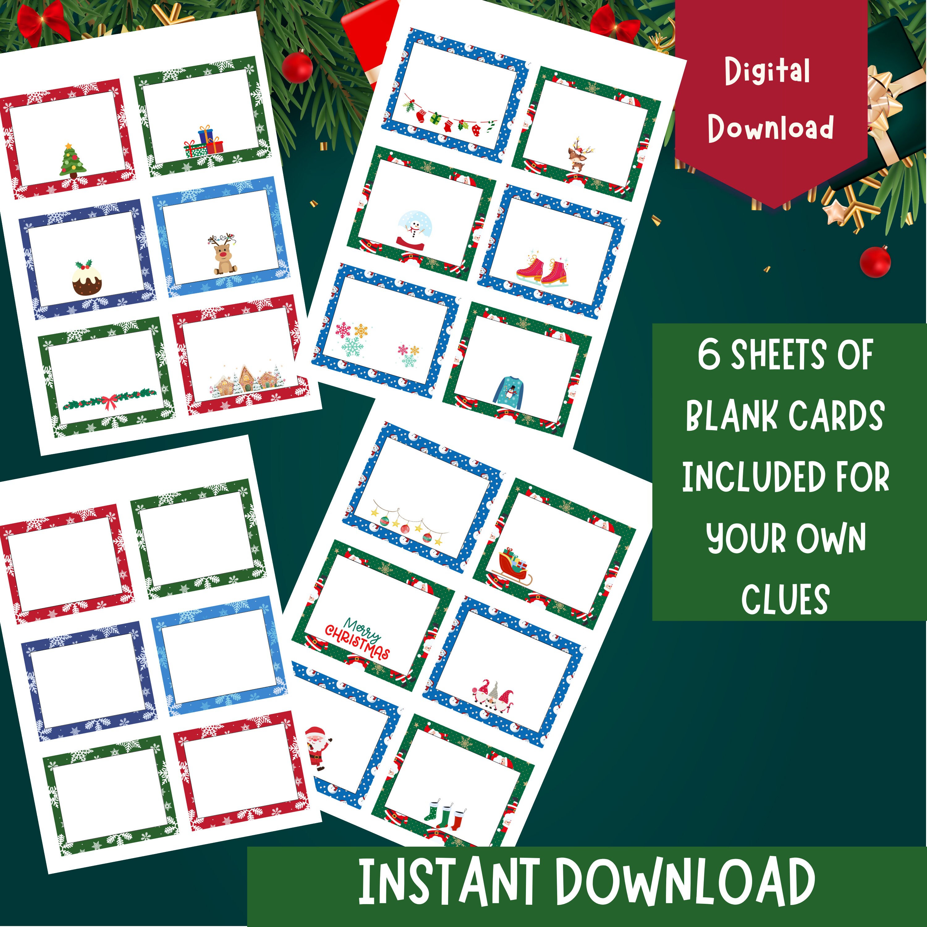 Christmas Indoor Treasure Hunt, Printable Kids Scavenger Quest, 24 ...