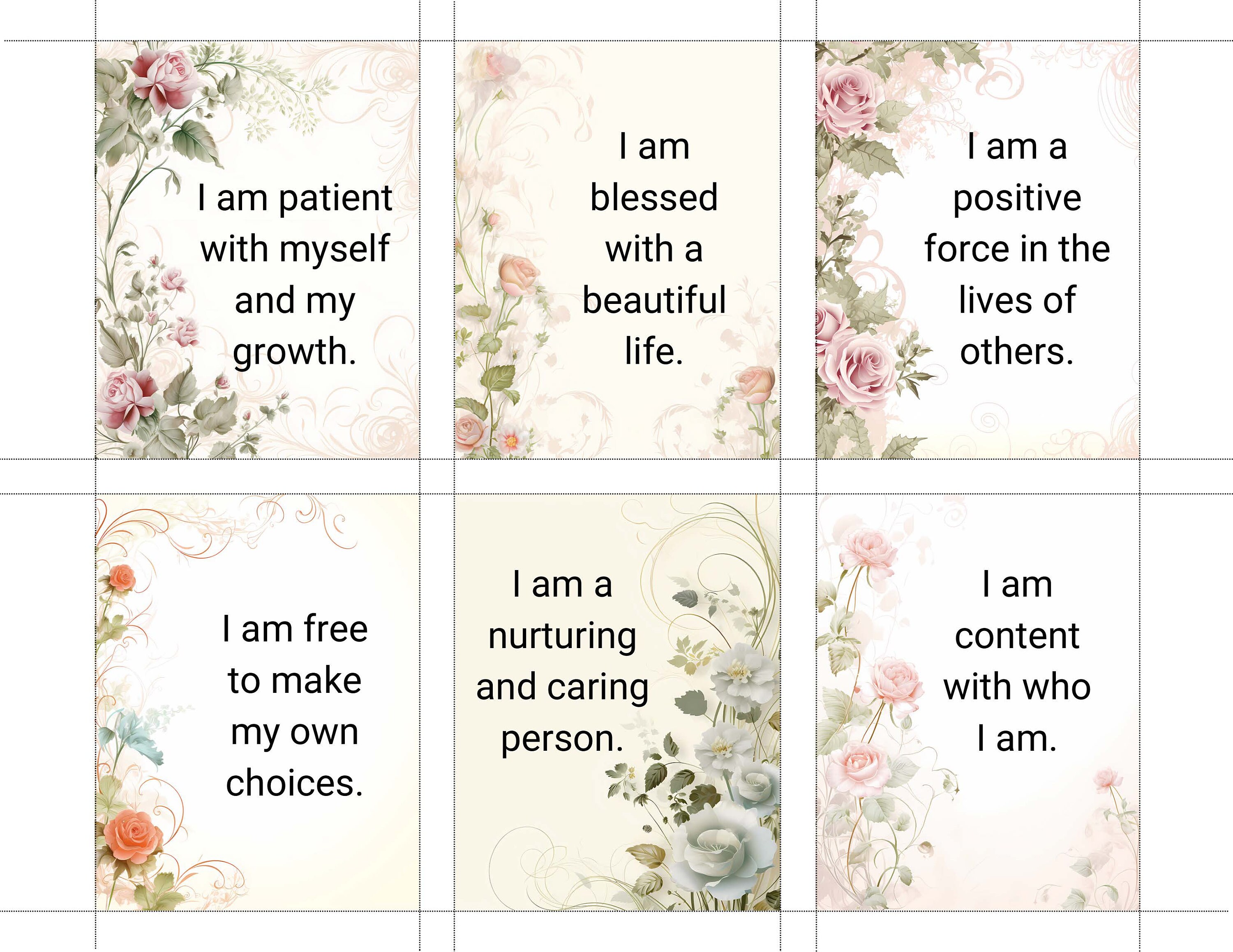 Blush Pink Self Love Affirmation Cards Printable, Editable Canva ...
