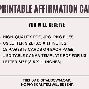 100 Positive Affirmation Cards Printable, Editable Canva Template ...