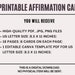 100 Positive Affirmation Cards Printable, Editable Canva Template ...