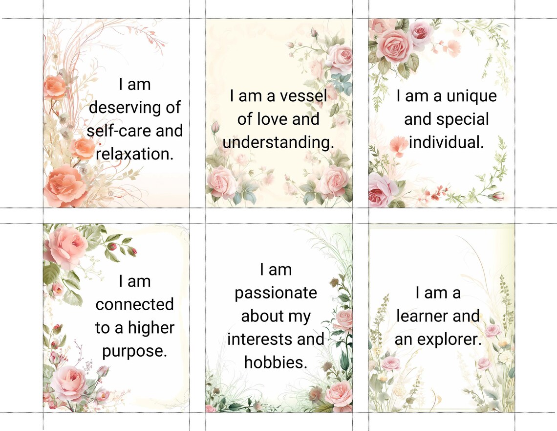 Blush Pink Self Love Affirmation Cards Printable, Editable Canva ...