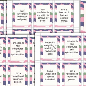 100 Positive Affirmation Cards Printable, Editable Canva Template ...
