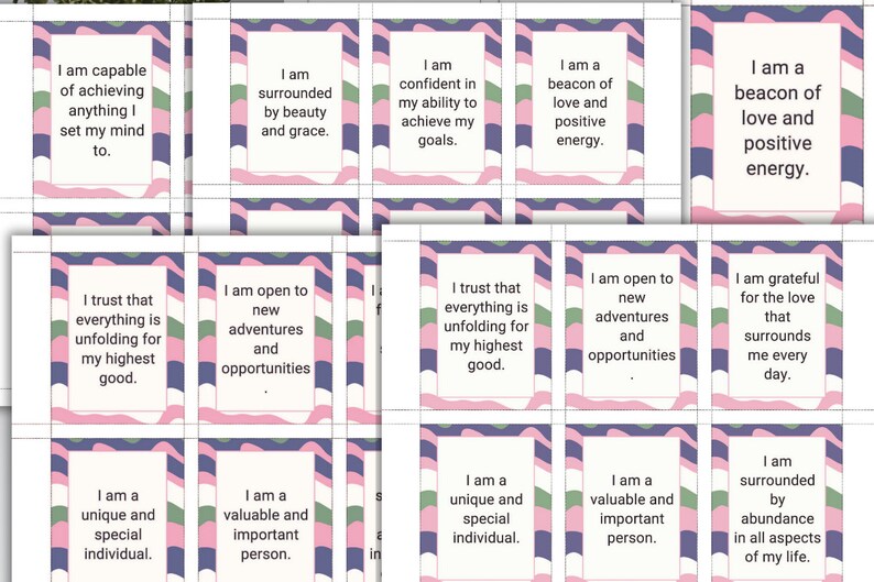 100 Positive Affirmation Cards Printable, Editable Canva Template ...