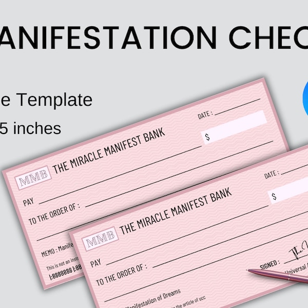 Canva Editable Blank Cheque - Etsy