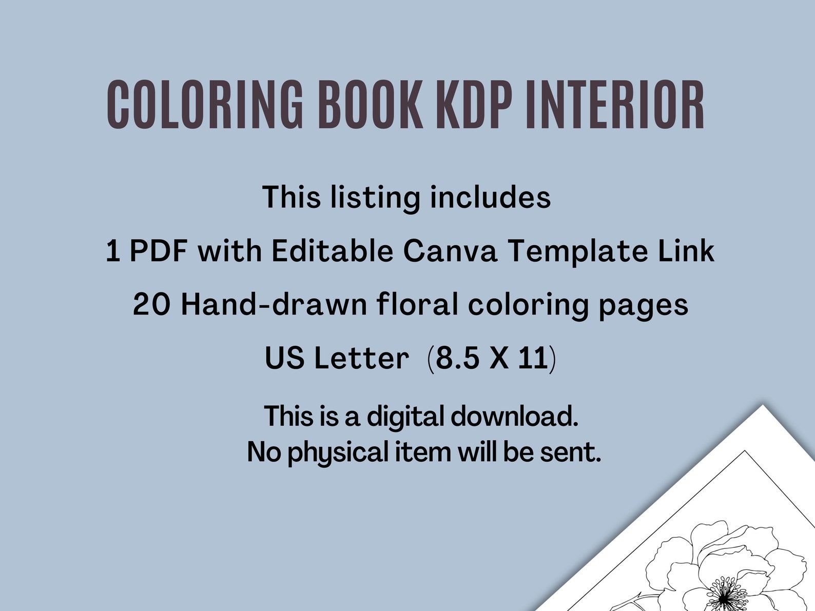 Floral Coloring Pages Adult Coloring Pages Template KDP - Etsy