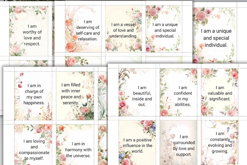 Blush Pink Self Love Affirmation Cards Printable, Editable Canva ...