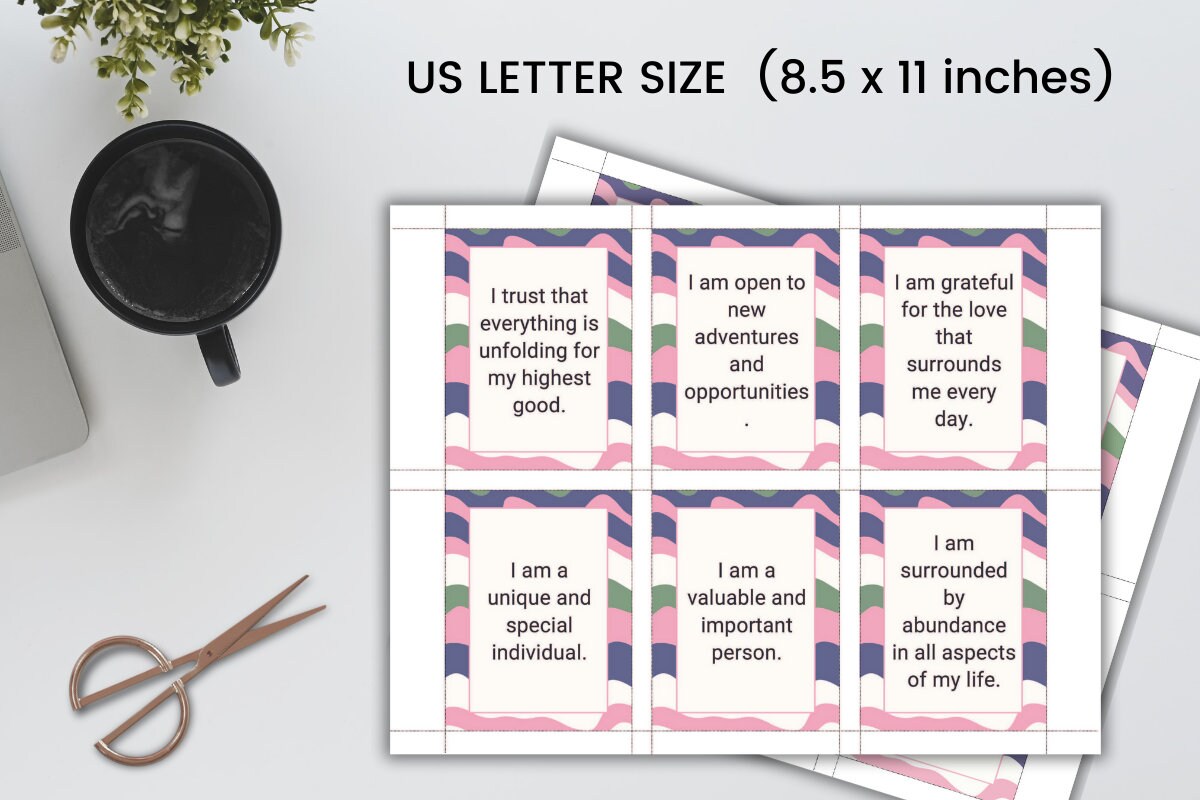 100 Positive Affirmation Cards Printable, Editable Canva Template ...