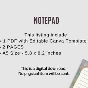 Note Pad Template, Journal A5 Paper Lined, Planner Canva Template ...