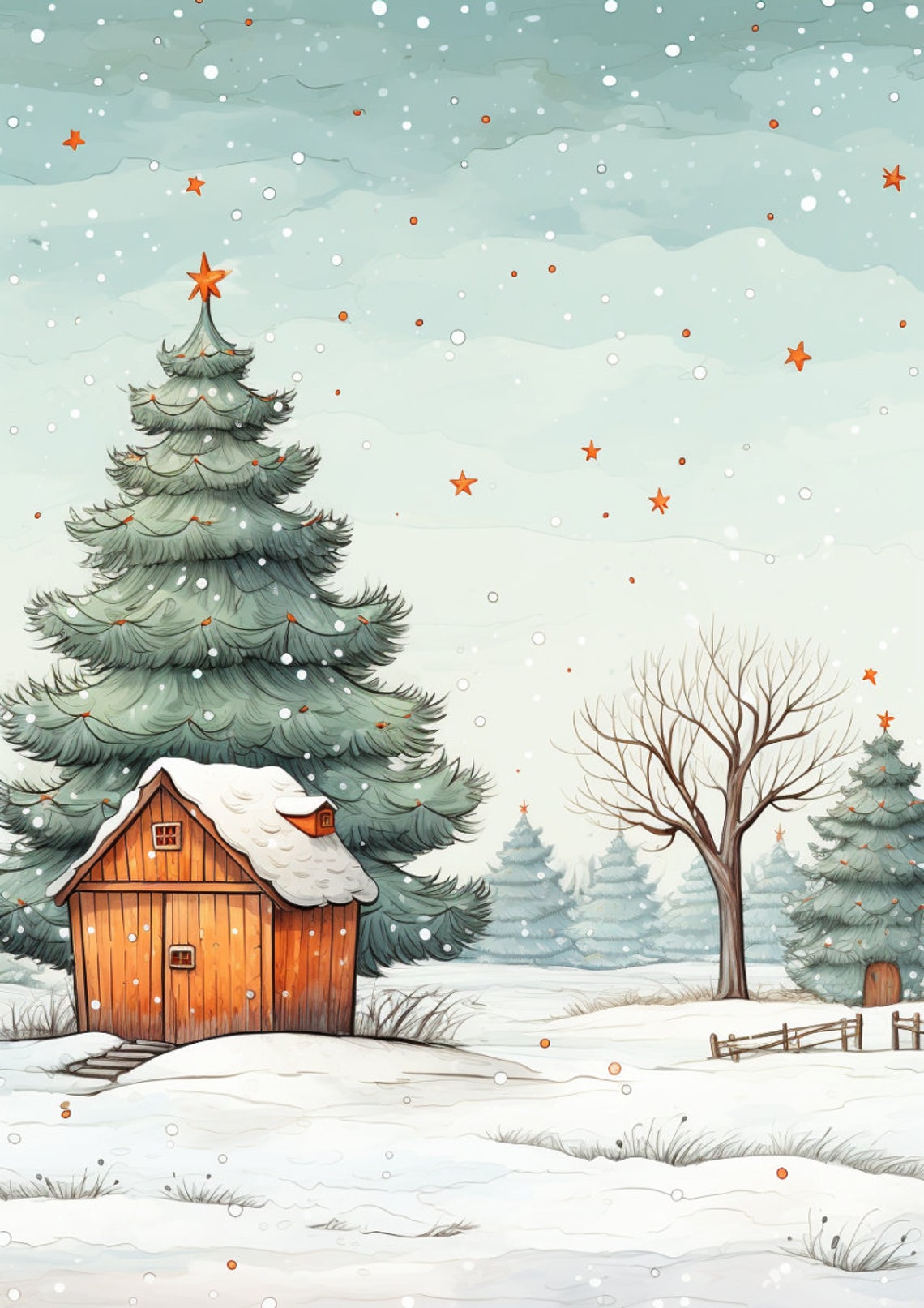 Christmas Illustrations Digital File Digital Art Prints - Etsy