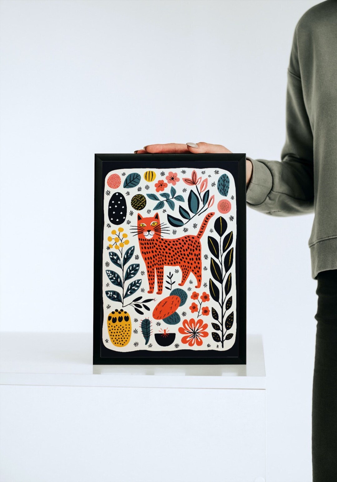 Naive Art Kitten, Kitten Illustration File, Cute Cat Art, Whimsical ...