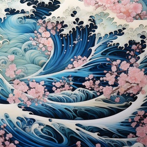 Japanese Wave Art, Traditional Wave Illustration, Asian Art Digital ...