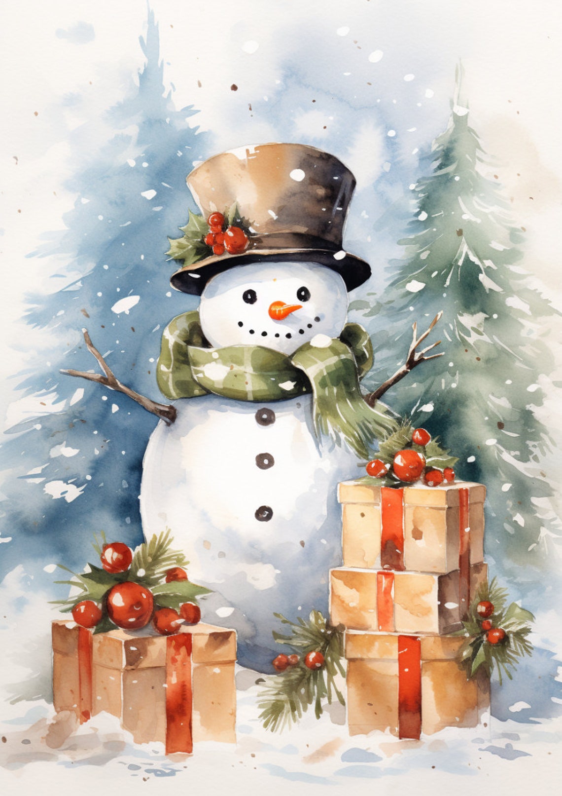 Christmas Illustrations Digital File Digital Art Prints - Etsy