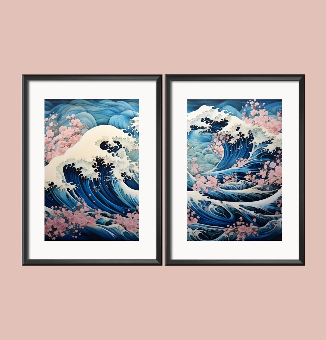 Japanese Wave Art, Traditional Wave Illustration, Asian Art Digital ...