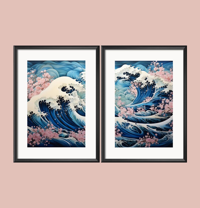 Japanese Wave Art, Traditional Wave Illustration, Asian Art Digital ...