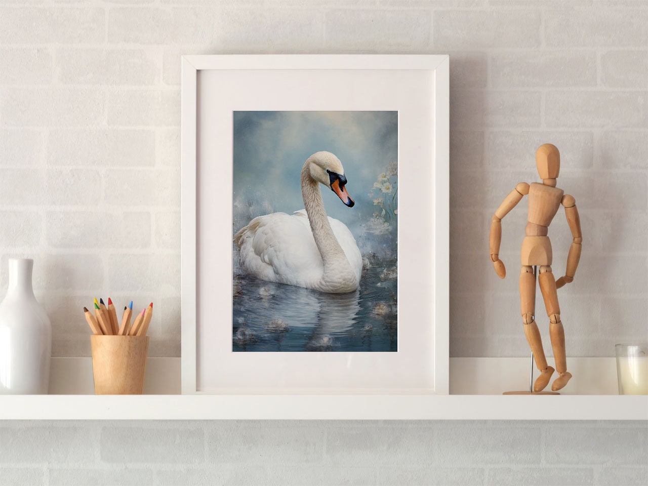 White Swans Digital Files, Swan Illustrations, Bird Art, Wildlife ...