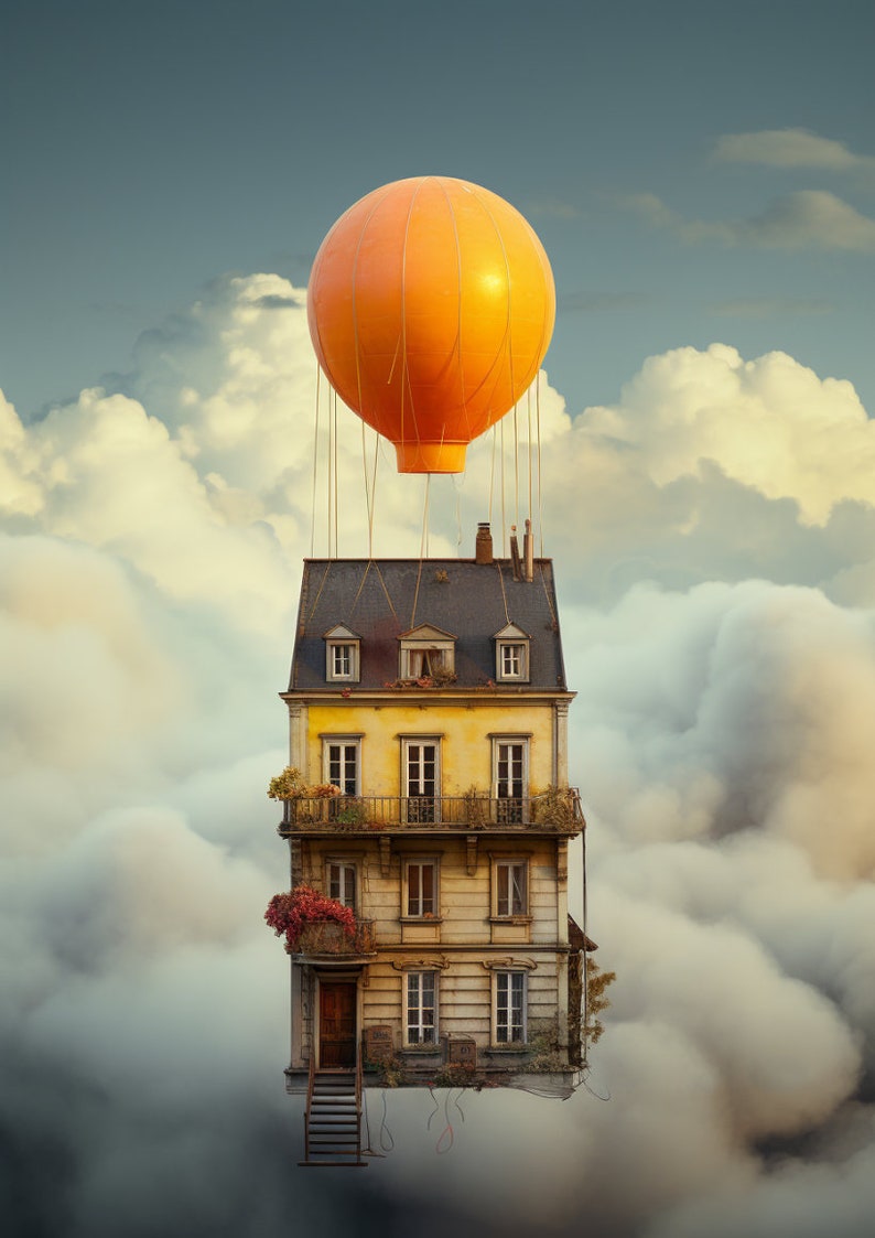 Sky Homes Digital Files, Surreal Photography, Floating Houses, Fantasy ...