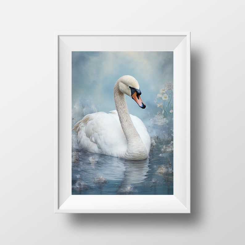 White Swans Digital Files, Swan Illustrations, Bird Art, Wildlife ...