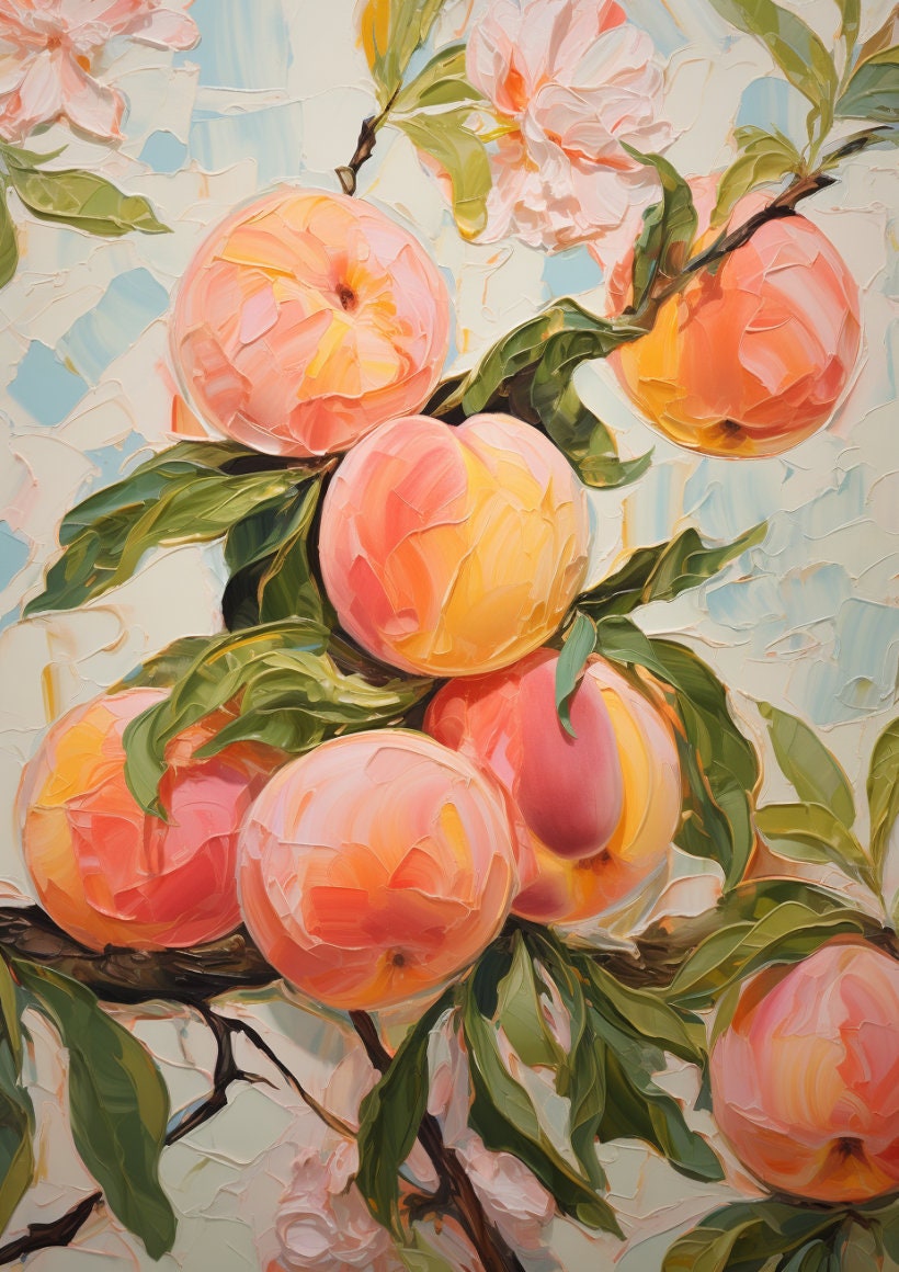 Vintage Peaches Digital Files, Peach Illustration, Old Style Art ...