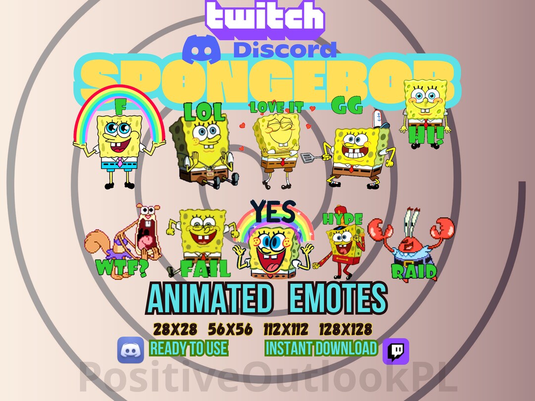 10 Animated Spongebob Bundle, Twitch Emotes, Youtube Emotes, Discord ...