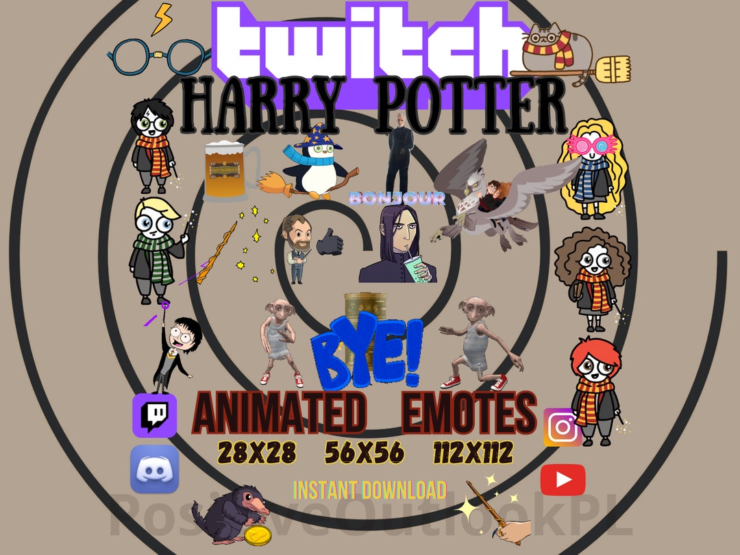 20 Animated Hary Poter Emotes Pack, Potter Emotes, Twitch Dobby Emoji ...