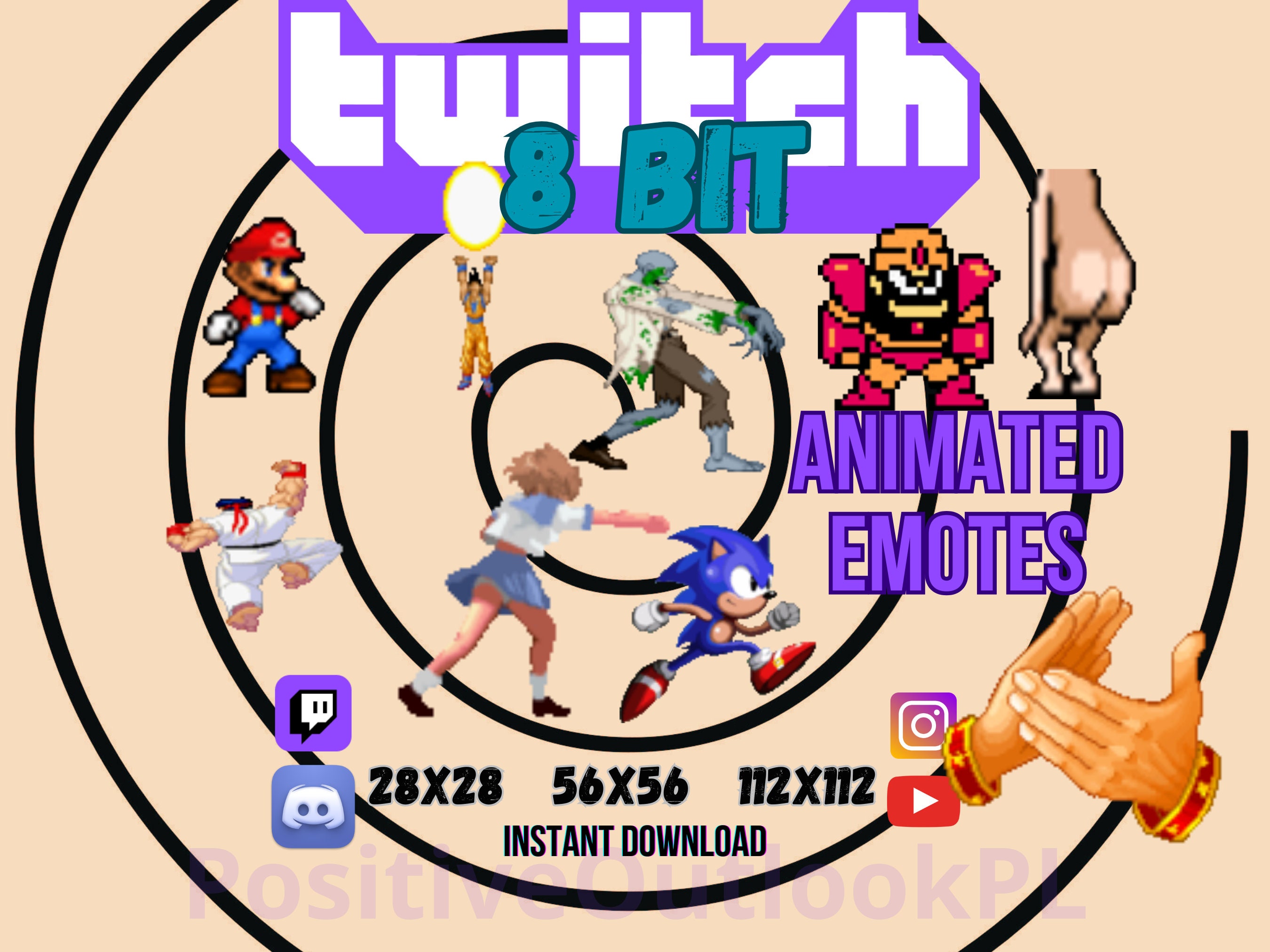 10 Twitch 8 Bit Funny Emotes, Fight Emotes, Sega Retro Emote, Smile ...