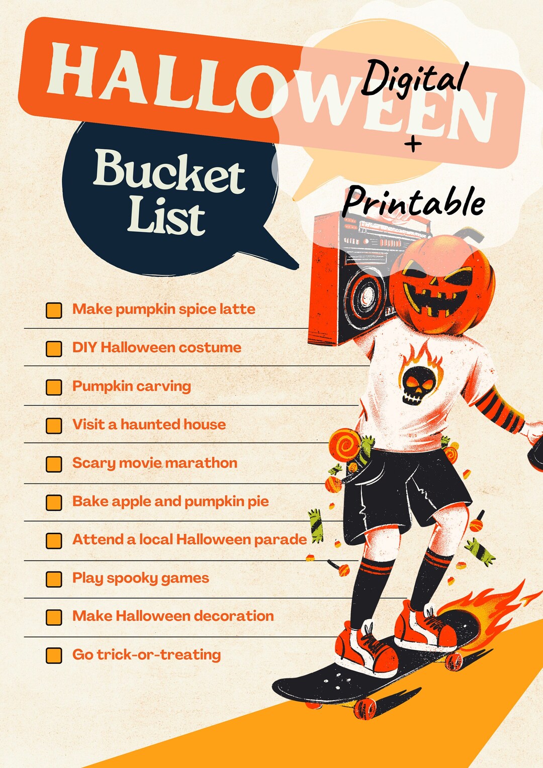 Halloween Bucket List, Spooky Season, Fall Activities, To-do Planner ...