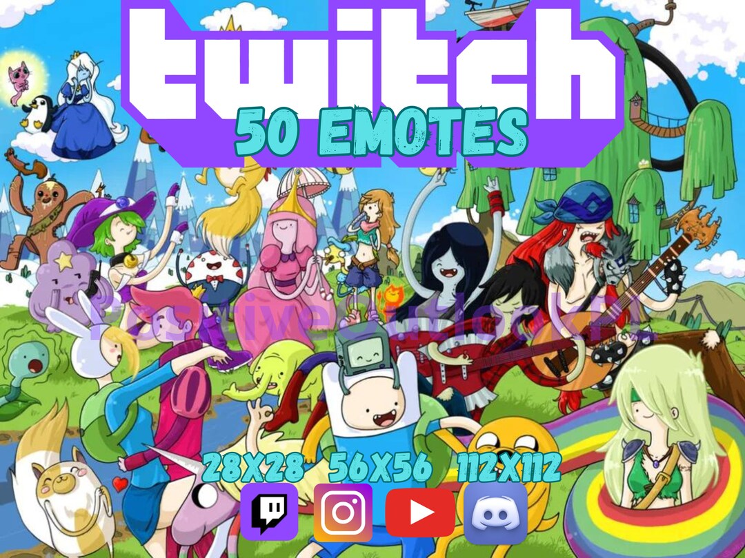 50 Animated Emotes Super Mega Pack Twitch Discord Adventure Time Emotes ...