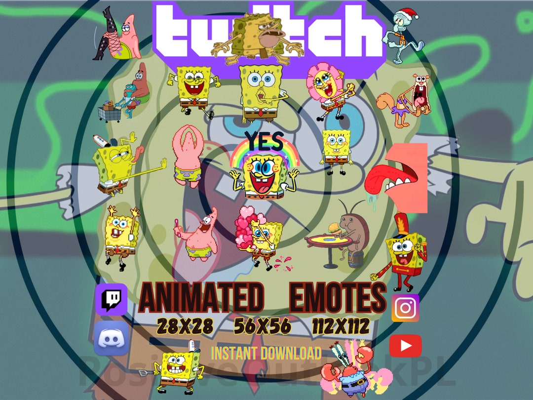 20 Animated Funny Sponge Twitch Emotes, Youtube Emotes, Discord Emotes ...