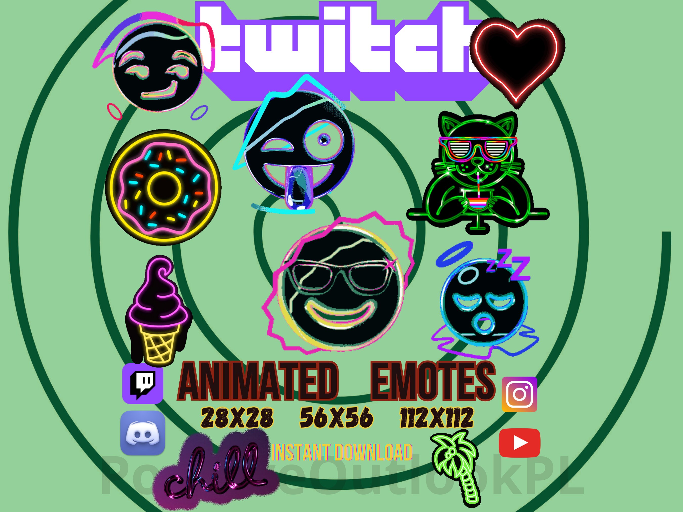 10 Animated Twitch Neon Emotes, Content Emotes, Sub Text Emotes, Funny ...