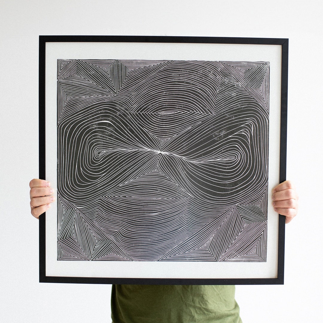 Infinity, Large Linocut Print, 60x60, Original, Large Wall Art ...