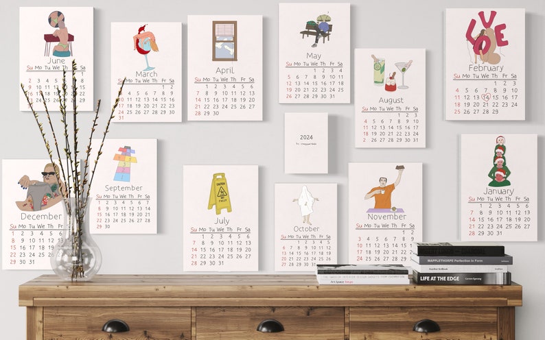 PRINTABLE Calendar 2024, 2024 Eccentric and Humorous Calendar, Fun Art ...