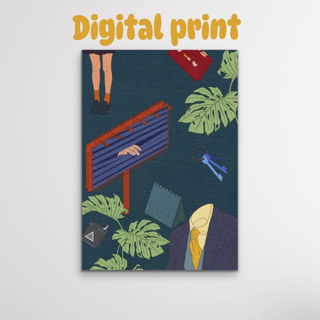 Everyday Objects Collage Poster | Quirky Abstract Art Print | Modern ...