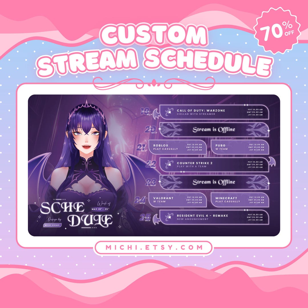 Streaming Schedule Custom | Stream Week Schedule | Stream Schedule ...